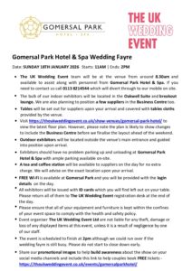 Gomersal Park Exhibitor Setup Guide – Jan 2026 | The UK Wedding Event